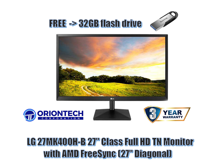 LG 27MK400H-B 27" 75Hz Full HD TN Monitor with AMD FreeSync, Dynamic ...
