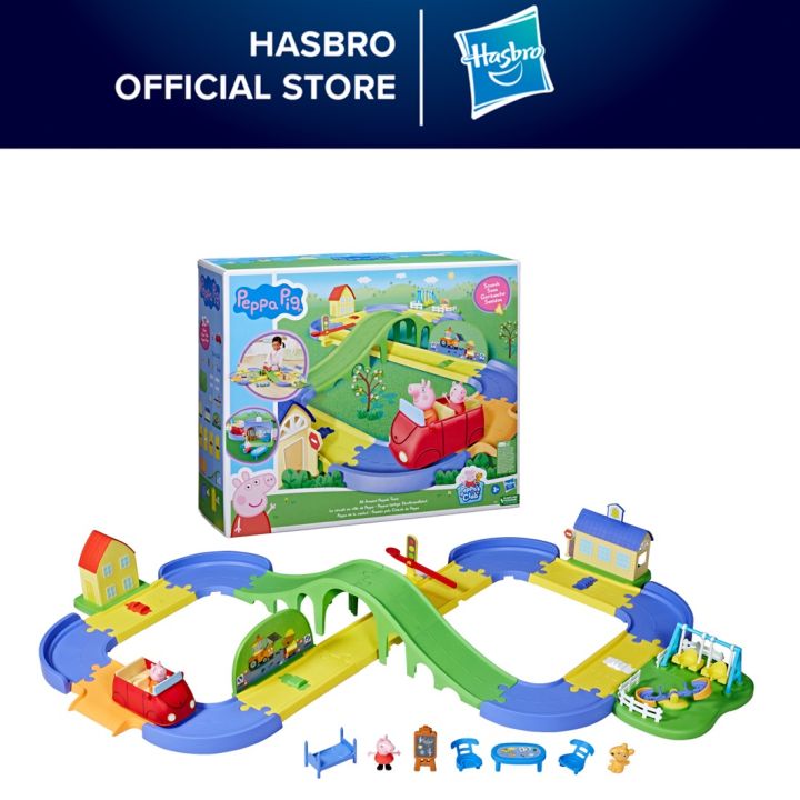 Peppa Pig All Around Peppa’s Town Set with Adjustable Track; Includes ...