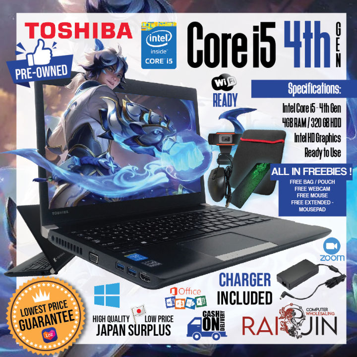LAPTOP / TOSHIBA INTEL CORE i5-4th GEN / 8GB/4GB MEMORY / 240GB SSD ...