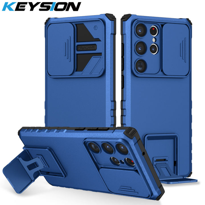 KEYSION Shockproof Case for Samsung S23 Ultra 5G S23+ Slide Camera Lens ...