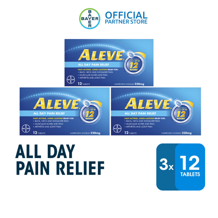 [Bundle of 3] Aleve Fast Acting 12 hours Anti-inflammatory Pain Relief ...