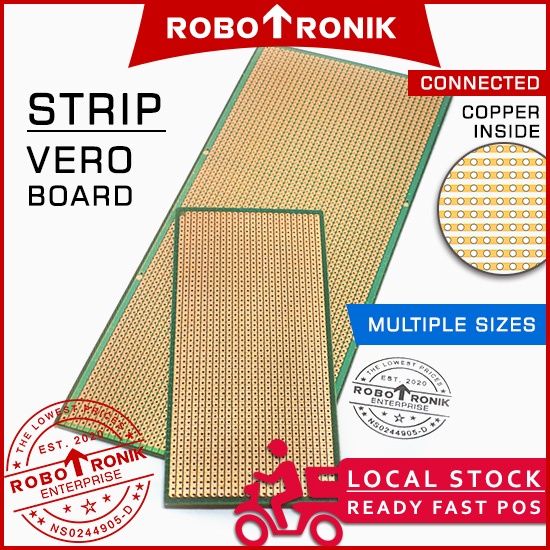 Strip (Vero) Board, Pitch 2.54mm Veroboard Stripboard PCB Protoboard ...