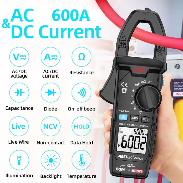 Mestek Digital Clamp Meter DC/AC 600A Multimeter Clamp 6000 Counts ...