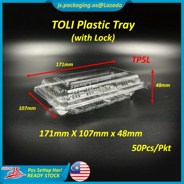 TOLI Plastic Tray TP5L (50Pcs/Pkt) Bakery Disposable Plastic Clear Food ...