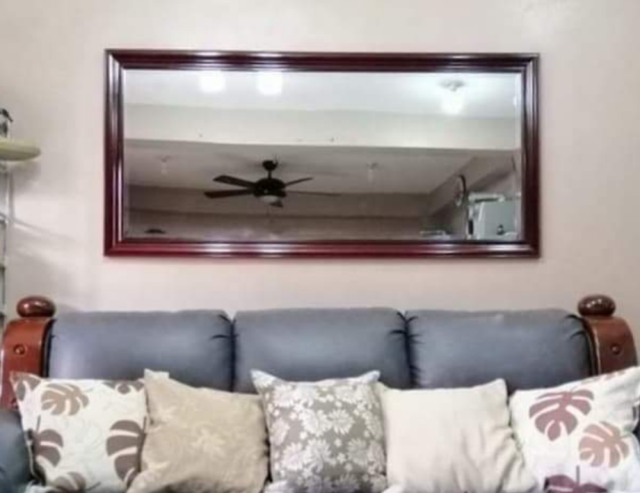 Wall Mirror with Wood Frame Red Mahogany | Lazada PH