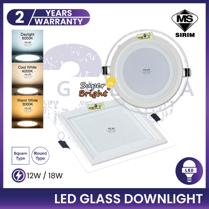 [SIRIM] LED Glass Downlight 4Inch 12W / 6Inch 18W Round Square LED ...