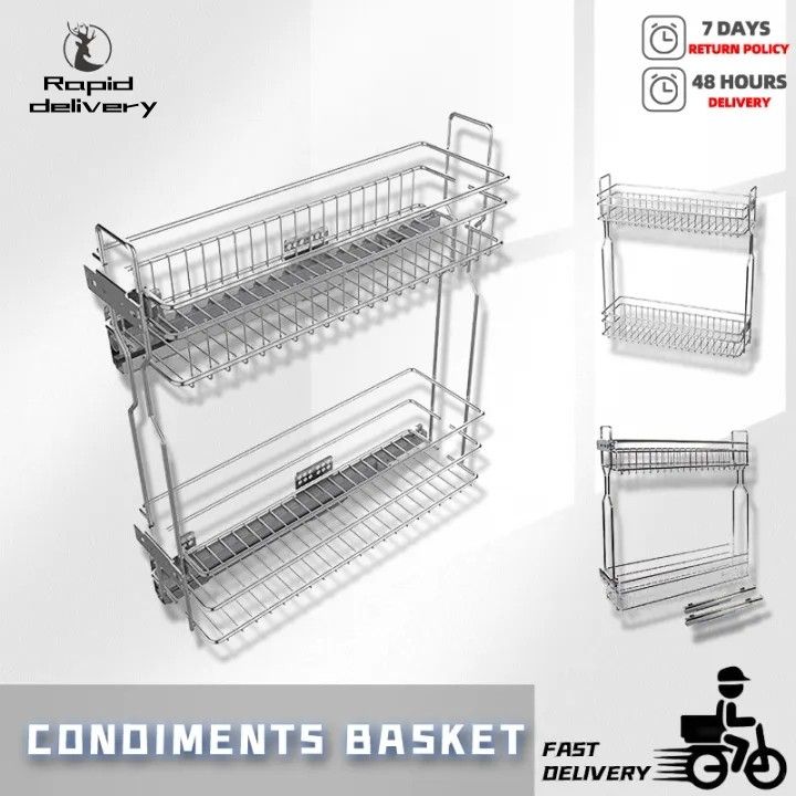 Condiments Pull out basket 2 layer 304 stainless(CHEEMS) | Lazada PH