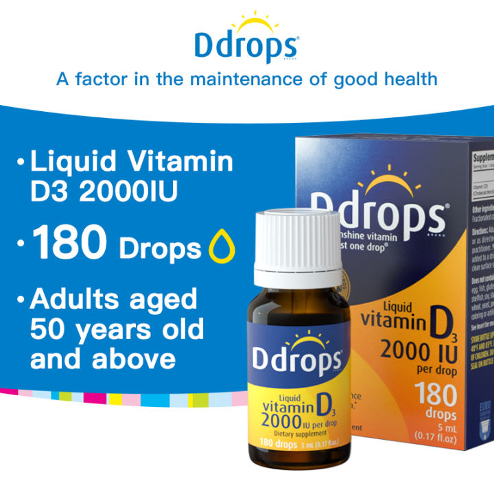 Ddrops Vitamin D3 2000 IU，Liquid Vitamin D for Elderly. Boosts ...