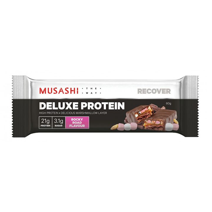 MUSASHI Deluxe Bar Rocky Road 60g. 1 ชิ้น - มูซาชิ ดีลัก บาร์ อาหาร ...