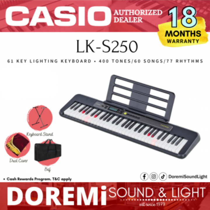 Casio Casiotone LK-S250 61 Key Digital Lightning Keyboard beginner Set ...