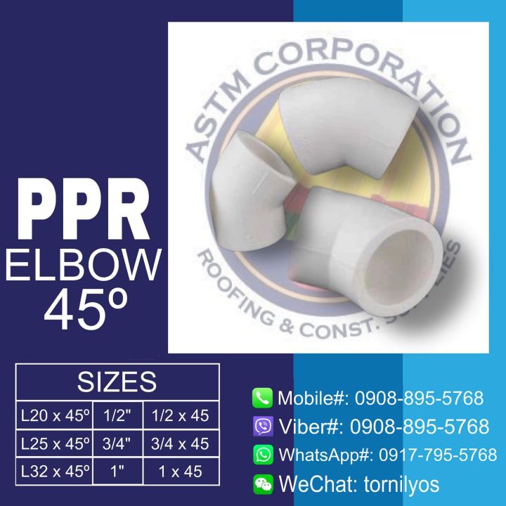 PPR ELBOW 45 degree 1 (32mm) white | Lazada PH