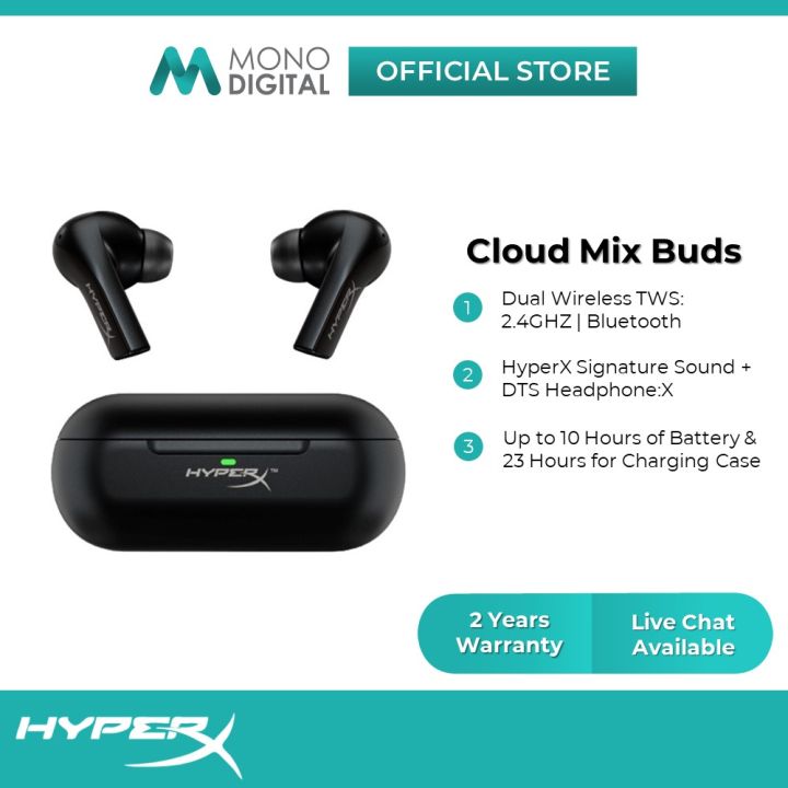 HyperX Cloud Mix Buds Dual Wireless TWS 2.4GHz Bluetooth Gaming Earbuds with Type-C Wireless ...