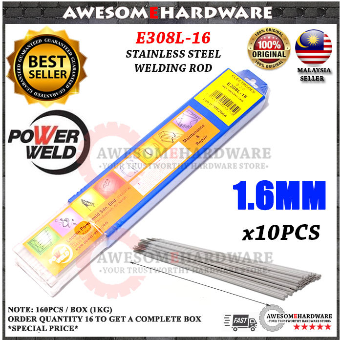 (10PCS STAINLESS STEEL) 1.6MM 16# POWERWELD E308L-16 1.6MM STAINLESS STEEL WELDING ROD ELECTRODE ...
