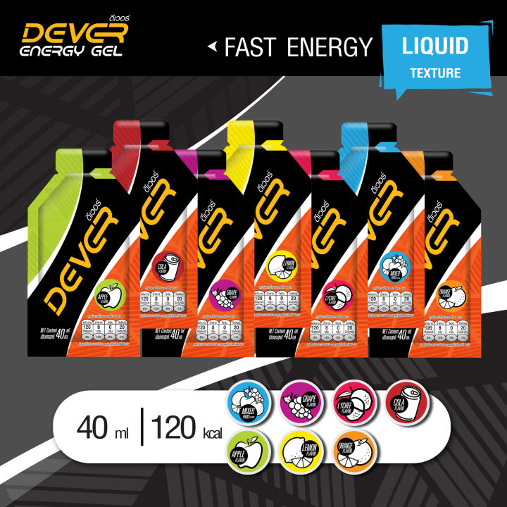 40ml Dever Energy Gel Malaysia (Apple, Cola, Grape, Lemon, Lychee ...
