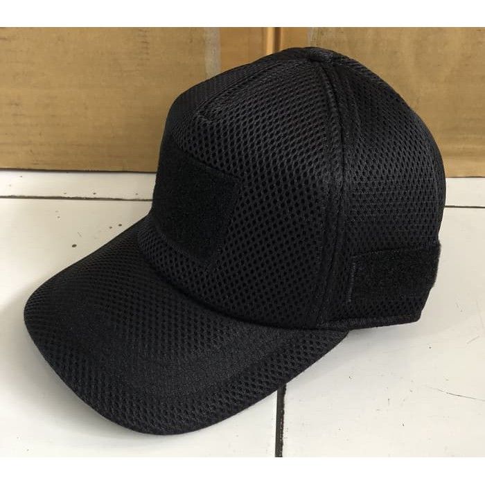 RPM Topi Tactical Hitam Jaring / Topi Velcro Tactical Hitam Polos ...