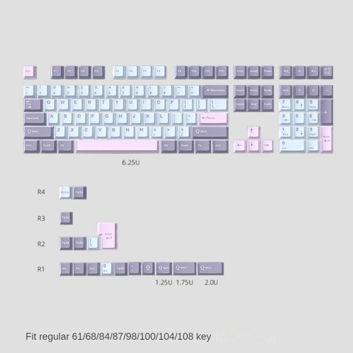 7YKUR7T-125 Keys PBT Double Shot Keycaps Set Key Caps Cherry Height for ...