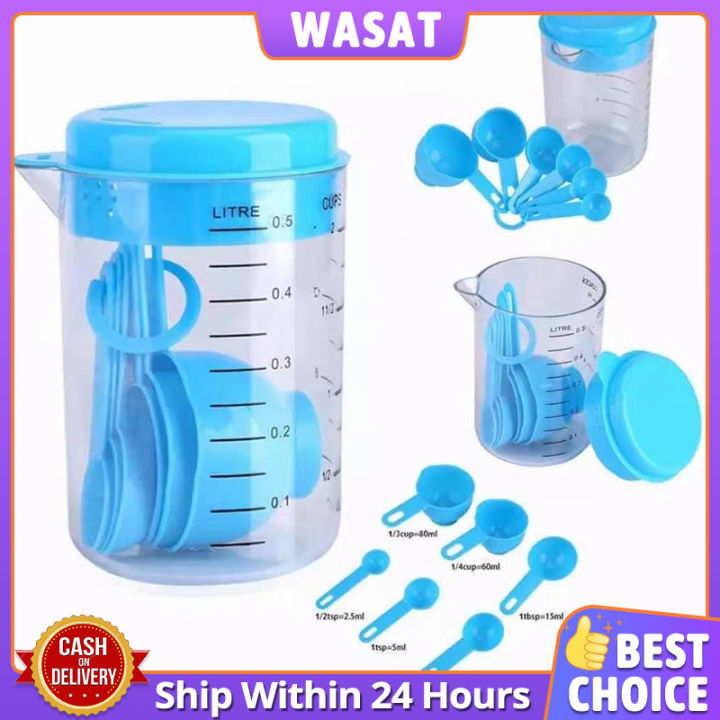 PVC Measuring Cup Container Plastic Utensils Set 7pcs with Spout and ...