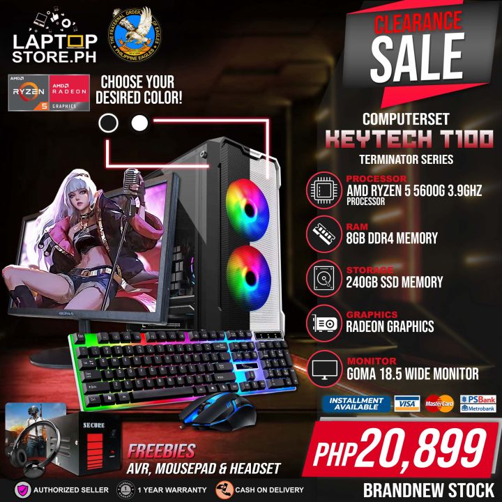 BRANDNEW Computer Set CPU Keytech T100-AMD Ryzen 5 5600G 3.9ghz-8gb ...