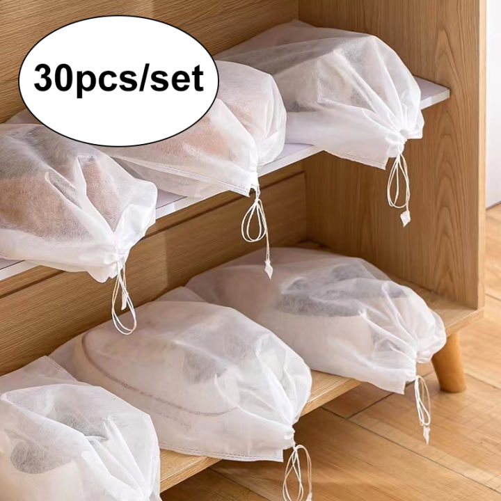 30pcs Non Woven Shoe Bag Drawstring Storage Bags Tighten Mouth Sun-cure ...