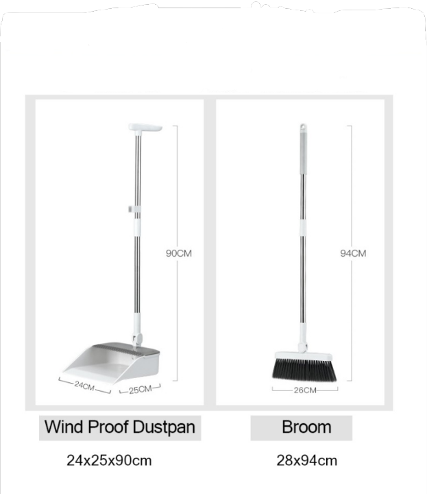 YMS Folding Standing Broom Dustpan Filter Hair Tooth Scarring Design ...