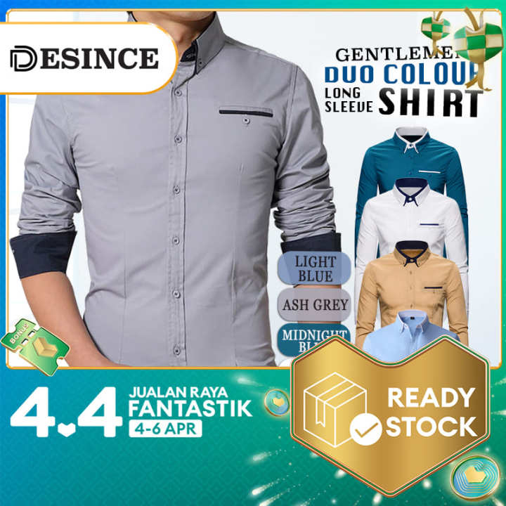 🇲🇾 DESINCE Men Business Shirt Office Formal Smart Long Sleeve Men ...