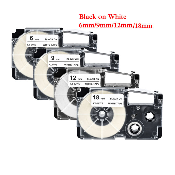 XR-9WE 9mm Compatible CASIO Refill Label Tape XR-6WE XR9WE XR18WE XR-12WE black on white for ...