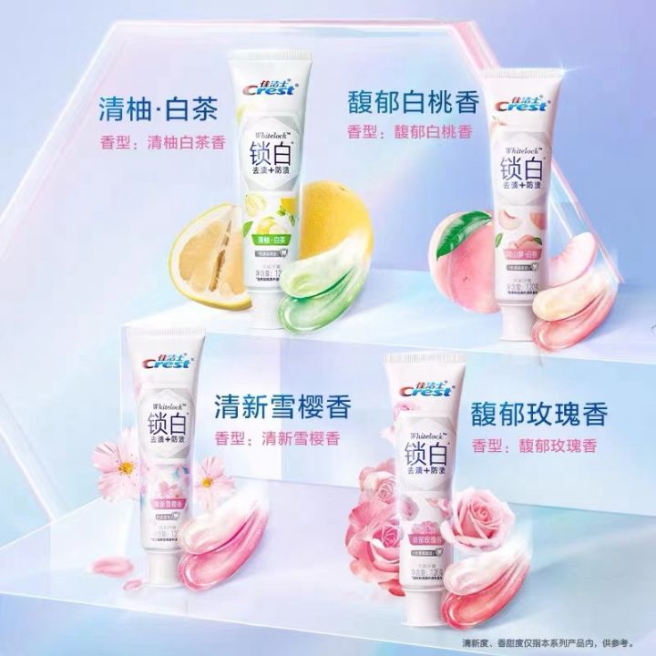 Crest locks white toothpaste to remove stains, fresh breath, small ...