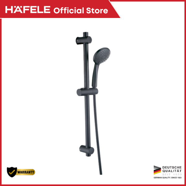 HAFELE Shower Set with Slide Rail (Round) and Hose, Black Matt | Lazada PH