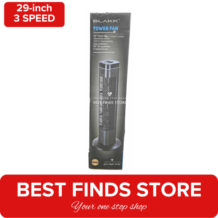 Blakk 29-inch Tower Fan | Aluminum motor | 3 Speed Levels | Lazada PH