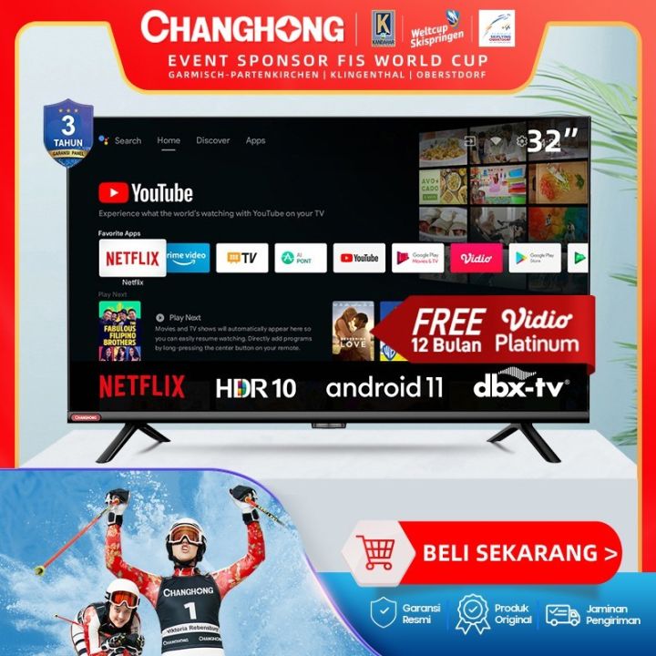 CHANGHONG 32 INCH SMART TV-ANDROID 11-DIGITAL-LED TV-WiFi-Netflix-Playstore-Google Assistant ...