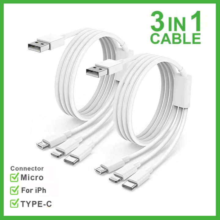 1.2m 3 in 1 Fast Charging USB C Cable for iPhone 11 XR 8 Type-C Charger ...