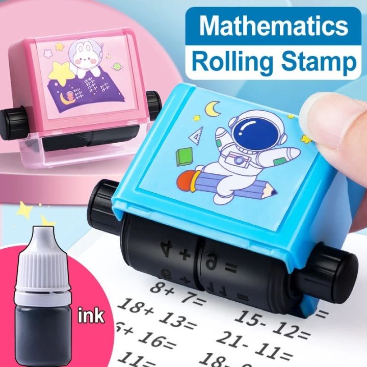 Addition, subtraction, multiplication and division rolling stamp ...