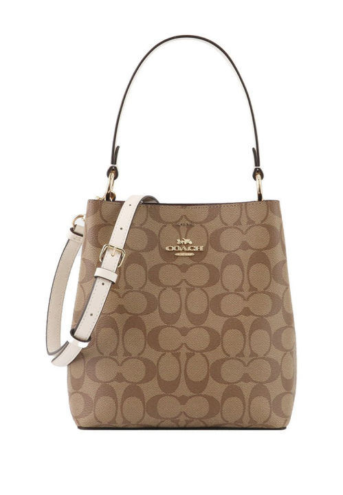 Coach Small Town Bucket Bag In Signature Canvas - Light Brown/White ...