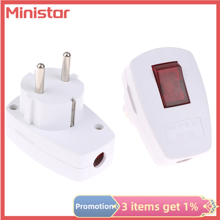 Ministar Germany Type F Rewireable Power Plug W LED Indicator Switch ...