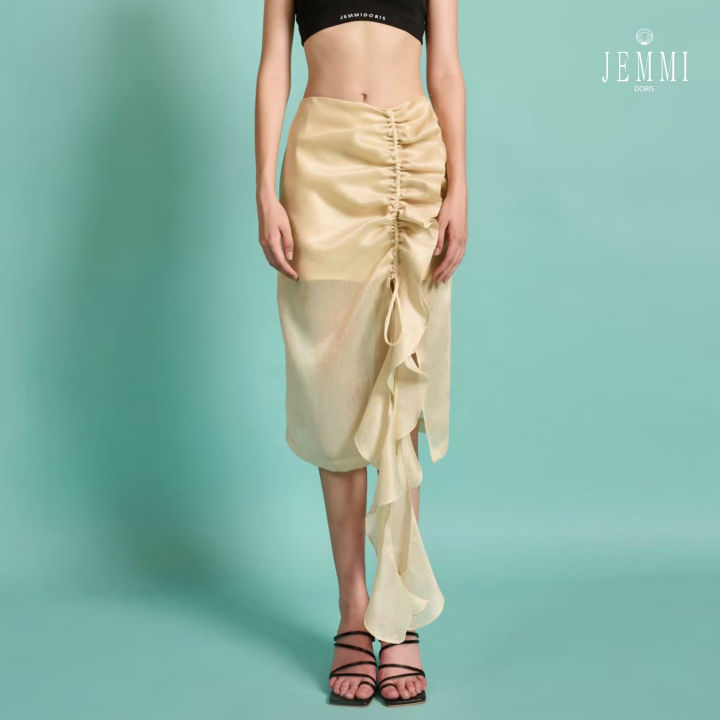 JEMMIDORIS กระโปรงยาวผ้าไนลอน-รุ่น Natara skirt yellow | Lazada.co.th