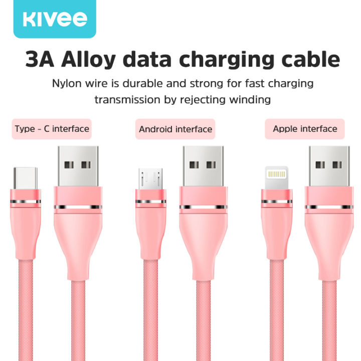 Kivee Kabel Data Micro USB Type C Lightning Fast Charging 3.0A For ...