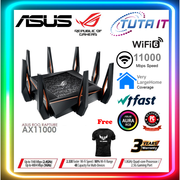 ASUS ROG Rapture GT-AX11000 Tri-band WiFi Gaming Router for AX11000 ...