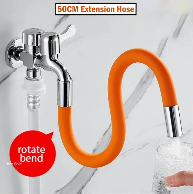 50CM Kitchen Faucet Extension Hose Bathroom 360° Rotation Bending ...