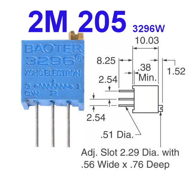 (5ชิ้น)VR เกือกม้า 2M ohm (205) 3296W Trimpot Variable Resistor ...