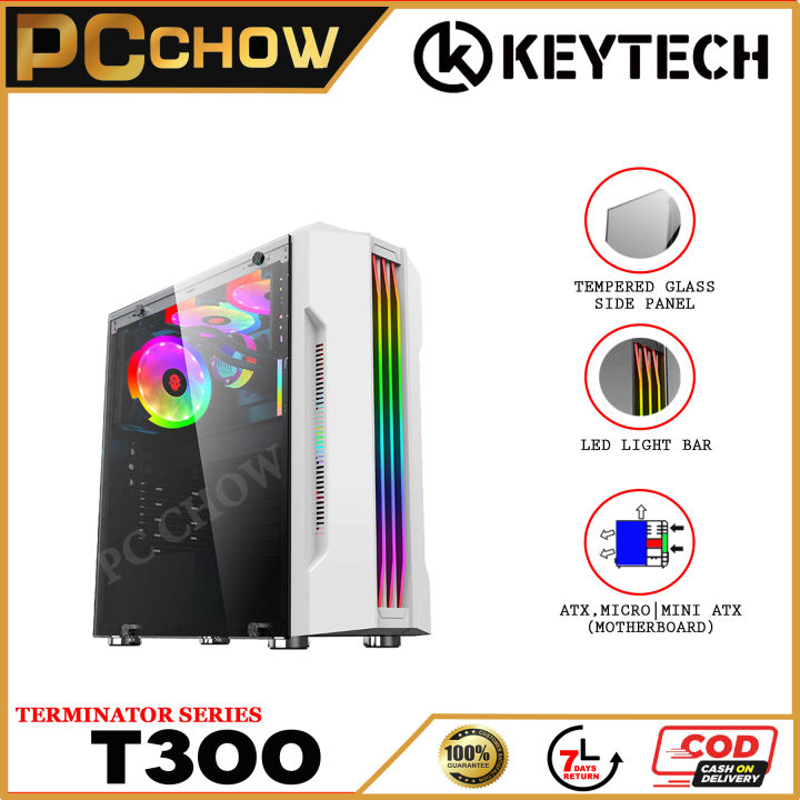 KEYTECH T300 ARGB MIDTOWER COMPUTER GAMING CASE WHITE | BLACK | Lazada PH