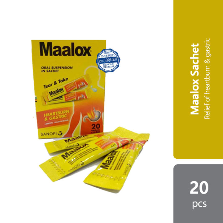 Alpro Pharmacy Maalox Sachet 20s | Lemon Flavour | Lazada