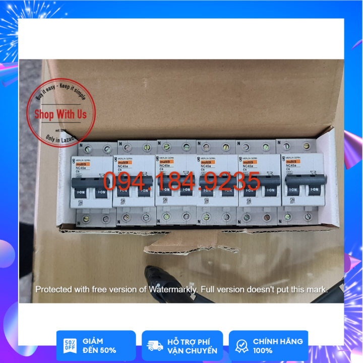 Schneider - Merlin Gerin - Multi9 - Cầu dao tự động aptomat NC45N C6 1P+N - Automat 1P+N 6A 4 ...