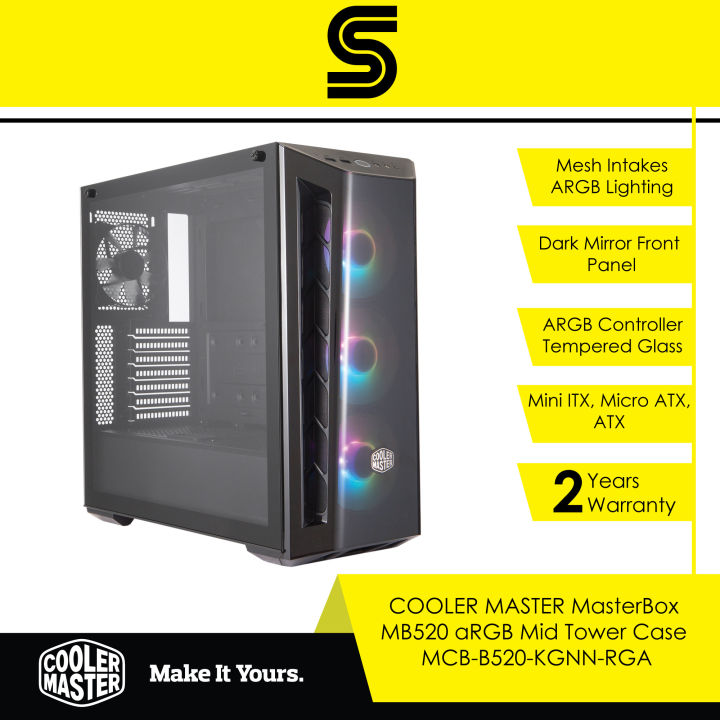 COOLER MASTER MasterBox MB520 aRGB Mid Tower Case - MCB-B520-KGNN-RGA ...
