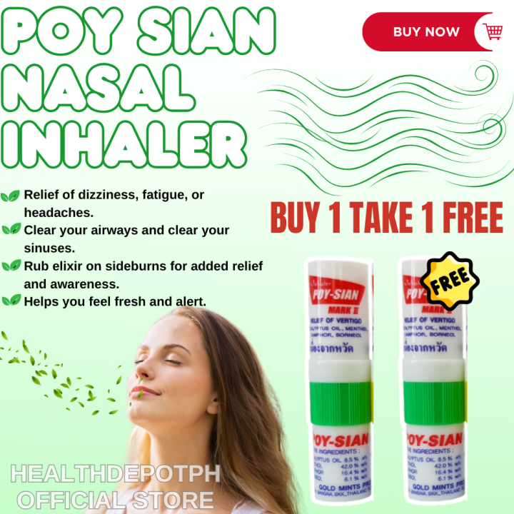 Buy 1 take 1 Free Poy-Sian Inhaler 2in1 Nasal Congestion Headache ...