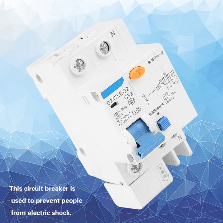 Circuit Breaker DZ47LE-32 1P+N C32 RCCB Rail Mounting Residual Current Circuit Breaker 30mA 230V ...