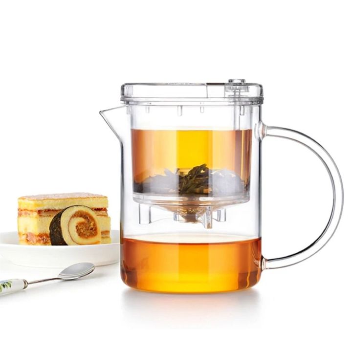 TRASTO Heat-resistant Glass Teapot with Filter Glass Filter Separation ...