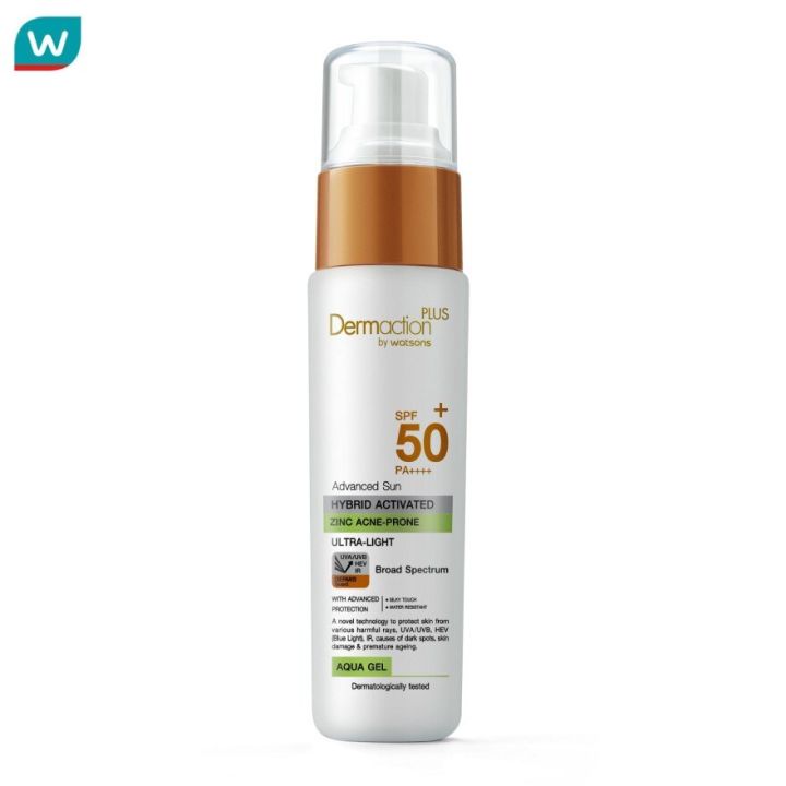 Dermaction เดอมาแอคชันพลัสบายวัตสัน แอดวานซ์ ซัน ไฮบริด แอคเน่- โพรน อะควา เจล SPF50+ PA++++ 40ม ...