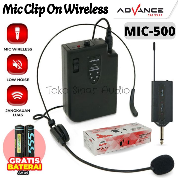 ADVANCE Mic Clip On Bando Wireless Microphone Receiver MIC-500 | Advance Mic-500 Mic Bando ...