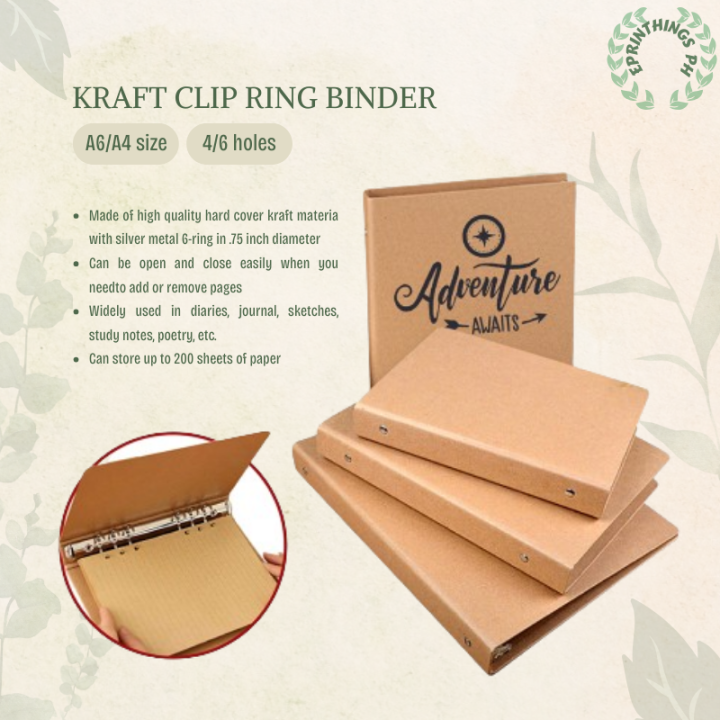ePrinthings Ph- Kraft Paper Shell Binder A4 size (4 holes) / A6 size (6 ...