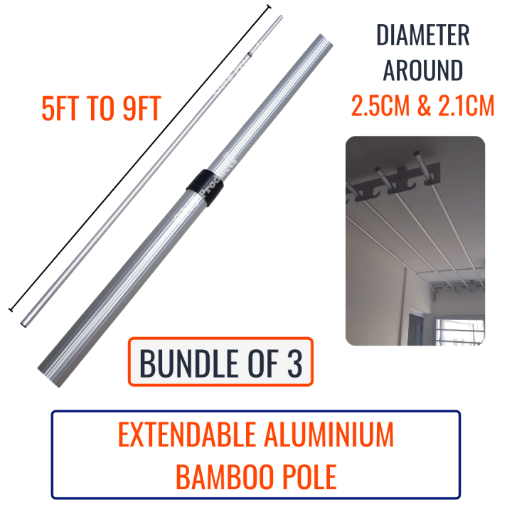 [Bundle Of 3] ONS Aluminium Bamboo Laundry Pole / Aluminium Pole ...